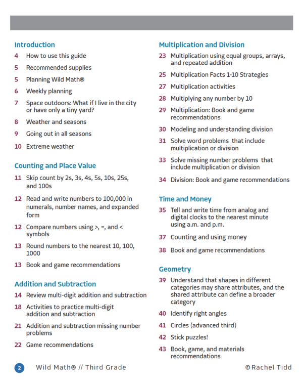 Wild Math Curriculum: Third Grade | Wild Learning