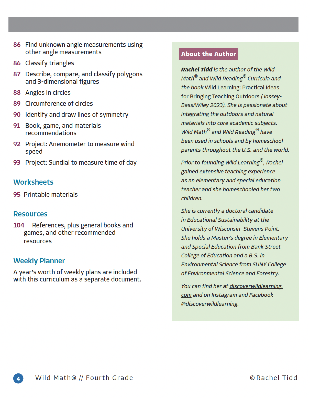 Wild Math Curriculum: Fourth Grade | Wild Learning