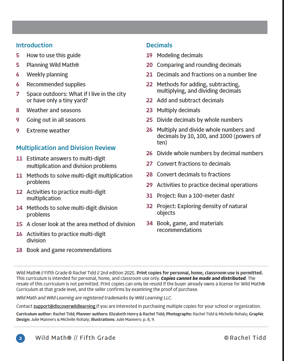 Wild Math Curriculum: Fifth Grade | Wild Learning