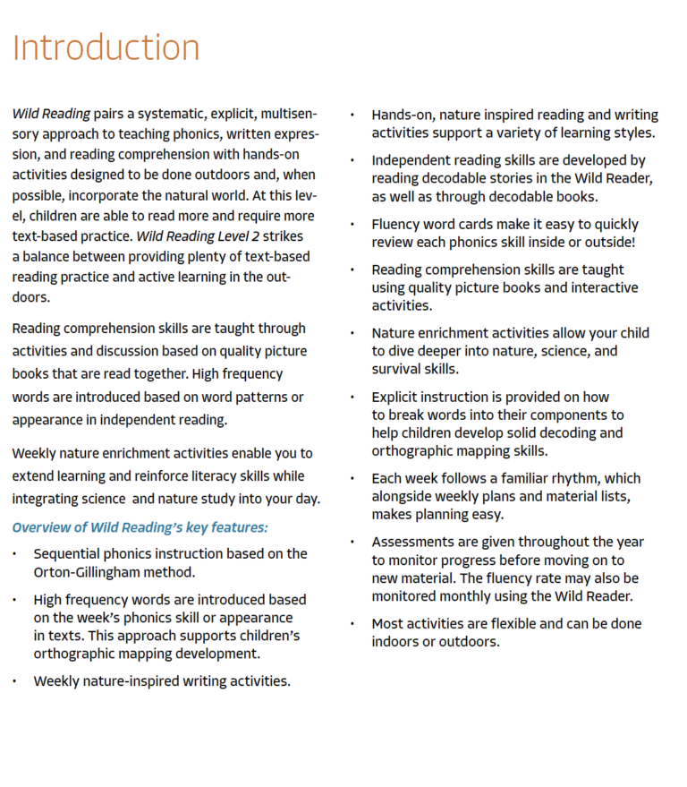 Wild Reading Level Two Curriculum | Wild Learning