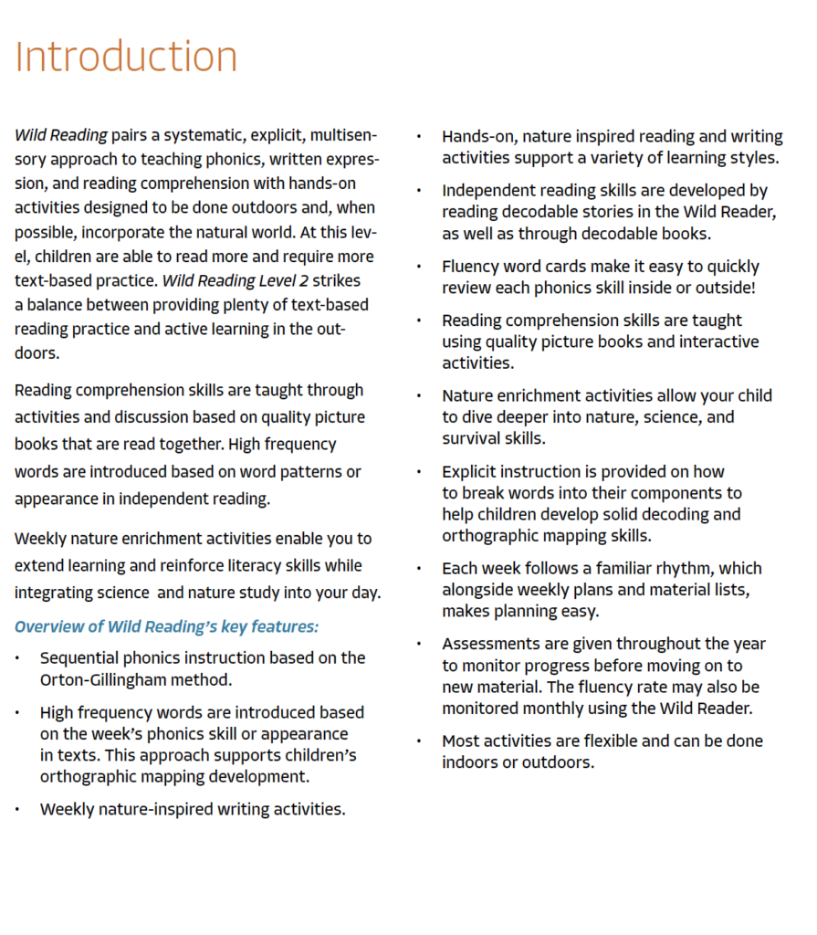 Wild Reading Level Two Curriculum | Wild Learning