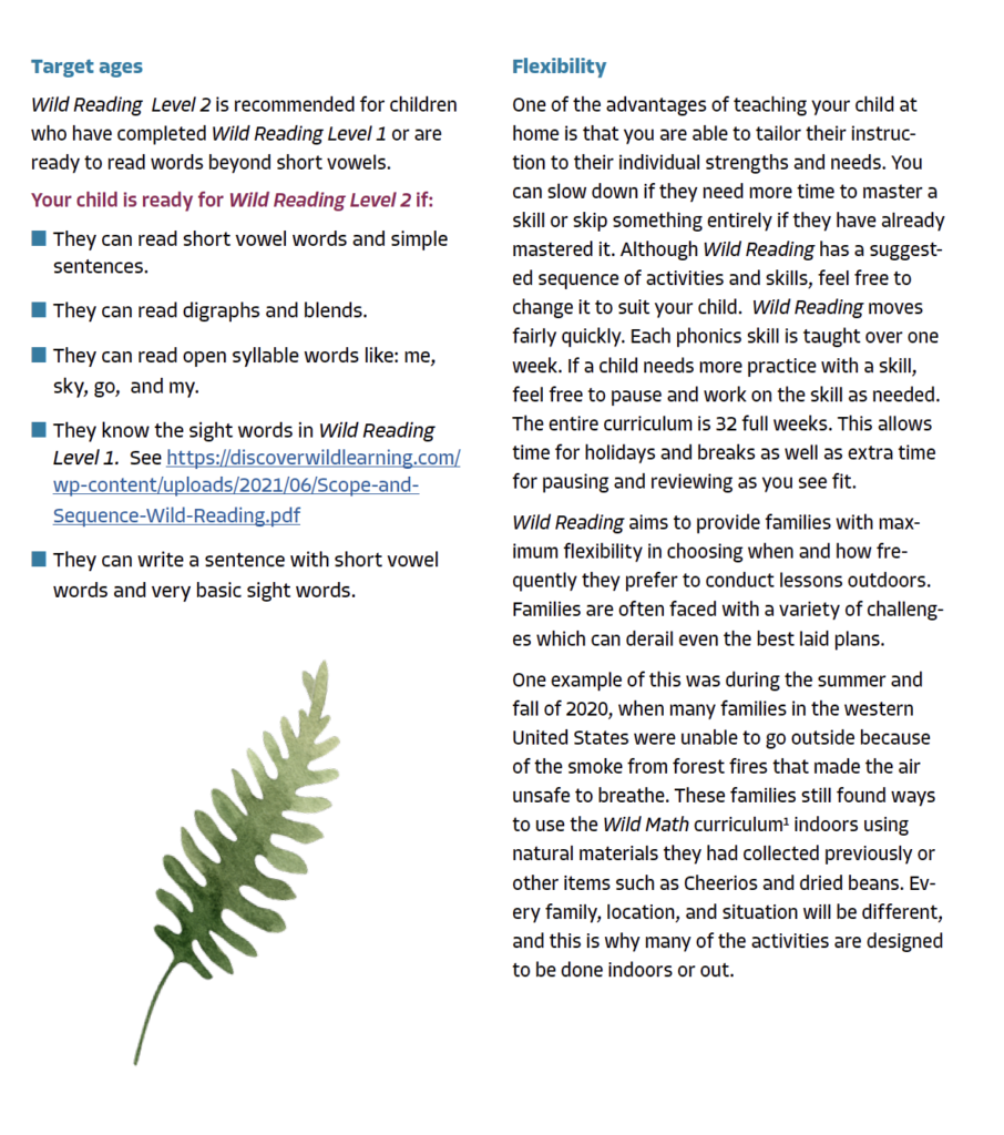 Wild Reading Level Two Curriculum | Wild Learning