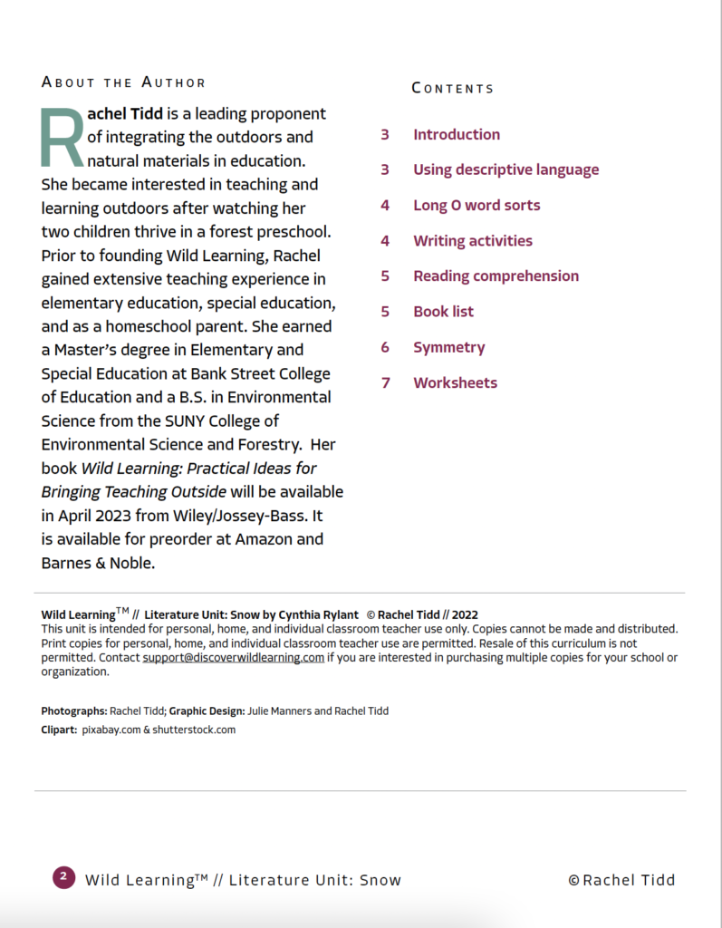 Literature unit: Snow by Cynthia Rylant | Wild Learning