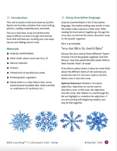 Literature unit: Snow by Cynthia Rylant | Wild Learning