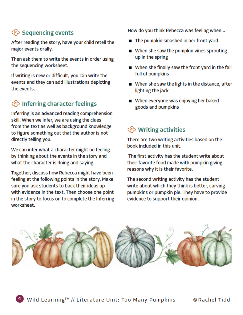 Literature unit: Too Many Pumpkins by Linda White | Wild Learning