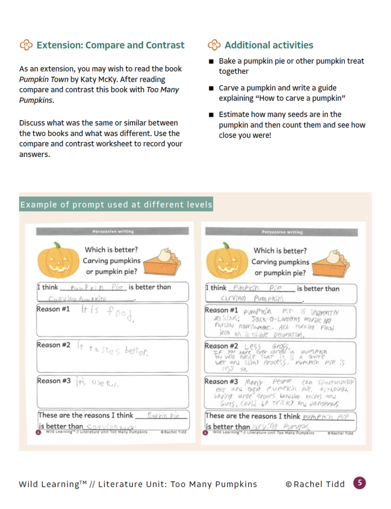 Literature unit: Too Many Pumpkins by Linda White | Wild Learning